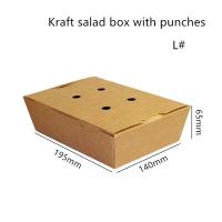 China Salad Kraft Paper Take Away Box Microwavable Disposable With Punches for sale