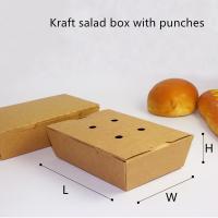 China Salad Kraft Paper Take Away Box Microwavable Disposable With Punches for sale