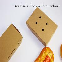 China Salad Kraft Paper Take Away Box Microwavable Disposable With Punches for sale
