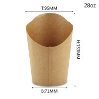China Disposable Single Sided Scoop Kraft Paper Cup For French Fries Chips for sale