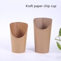 China Disposable Single Sided Scoop Kraft Paper Cup For French Fries Chips for sale