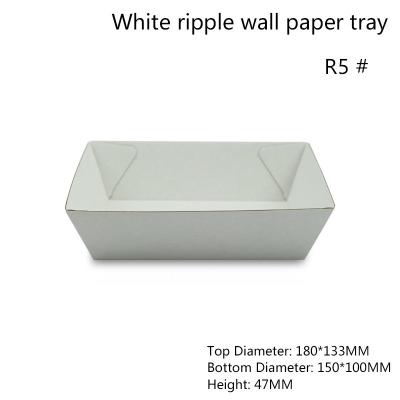 China Rectangular White Paper Food Serving Tray Height 47mm for sale