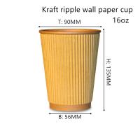 China Corrugated 300gsm Kraft Paper Disposable Drinking Cup 16oz 20oz for sale