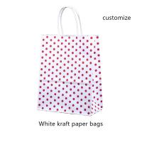 China Recyclable 128gsm White Kraft Paper Shopping Bag With Drawstring Handle for sale