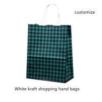 China Recyclable 128gsm White Kraft Paper Shopping Bag With Drawstring Handle for sale