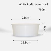 China 500ml 750ml 1000ml 1300ml Disposable White Kraft Paper Bowl For Salad for sale