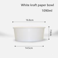 China 500ml 750ml 1000ml 1300ml Disposable White Kraft Paper Bowl For Salad for sale