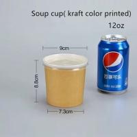 China Moisture Resistant Brown Kraft Ice Cream Cups With Transparent Lids for sale
