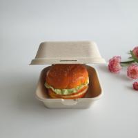China 5 Inch 6 Inch Biodegradable Sugarcane Disposable Burger Box for sale