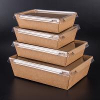 China Disposable Brown Kraft Takeaway Lunch Box With PET Lid for sale