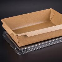 China Disposable Brown Kraft Takeaway Lunch Box With PET Lid for sale