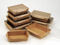 China Disposable Brown Kraft Takeaway Lunch Box With PET Lid for sale