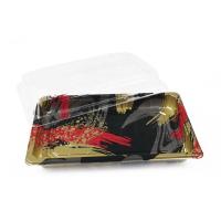 China Recyclable Disposable Plastic Sushi Box With Anti Fog Lid for sale