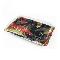 China Recyclable Disposable Plastic Sushi Box With Anti Fog Lid for sale