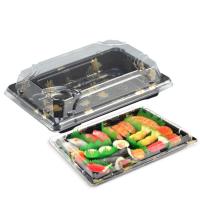 China Recyclable Plastic Sushi Takeaway Containers With Clear Lid for sale