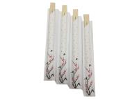 China Disposable Paper Sleeve Twins Bamboo Chopsticks For Restaurants for sale