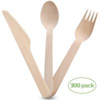 China Natural Biodegradable Bulk Birch Wood Spoon / Forks / Knives Disposable for sale