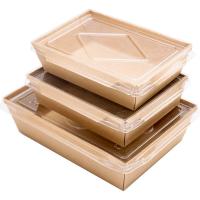 China Disposable Meal Salad Kraft Takeaway Boxes 900ml With Pet Lids for sale