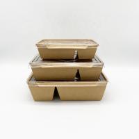 China Disposable Rectangle Kraft Paper Food Container Lunch Box with Lid for sale