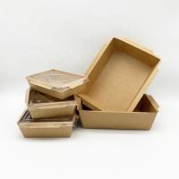 China Disposable Rectangle Kraft Paper Food Container Lunch Box with Lid for sale