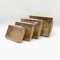 China Kraft Paper Take Away Disposable Food Container With Transparent Lids for sale