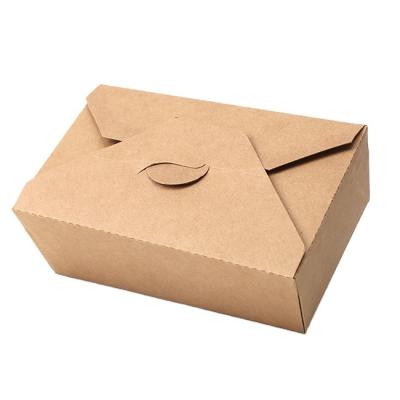 China Disposable Takeaway Food Fruit Salad Fried Chicken Lunch Kraft Paper Box for sale