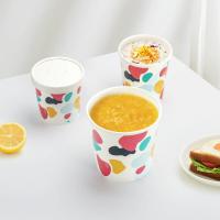 China OEM Disposable Plastic Lid Kraft Paper Soup Bowl With Surface Pattern for sale
