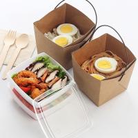 China Recycle Kraft Paper Take Away Lunch Noodle Packaging Box With Tray And Handle for sale