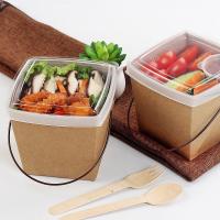 China Recycle Kraft Paper Take Away Lunch Noodle Packaging Box With Tray And Handle for sale