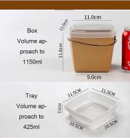 China Recycle Kraft Paper Take Away Lunch Noodle Packaging Box With Tray And Handle for sale