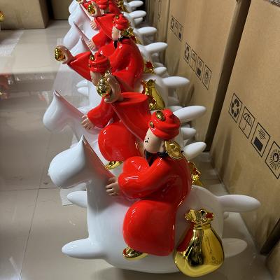 China Fiberglass God Of Wealth Frp Sculpture Indoor Business Decor Ornament for sale