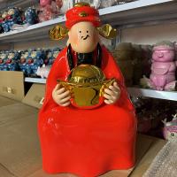 China Cute God Of Wealth Fiberglass FRP Statues Lucky Caishen Decorative Ornament for sale