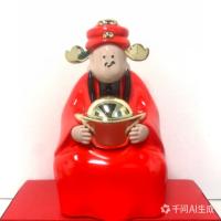 China Cute God Of Wealth Fiberglass FRP Statues Lucky Caishen Decorative Ornament for sale