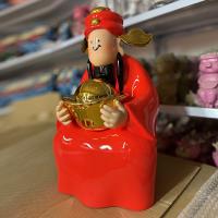 China Fiberglass Q Version Caishen FRP Statue Fortune God Sculpture Indoor Business Decor for sale