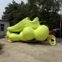 China FRP Statue Giant Fluorescent Yellow Sneaker Fiberglass Shoe Sculpture Commercial Mall Art Display for sale