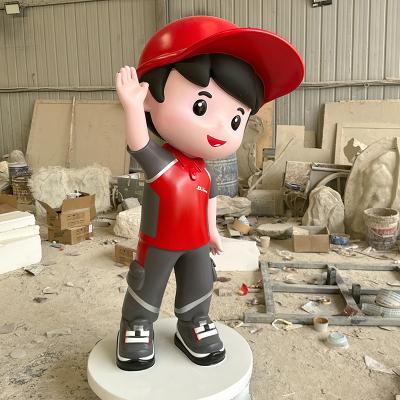 China Custom FRP JD Courier Mascot Statue Commercial Grade Fiberglass For Mall & Storefront Display for sale