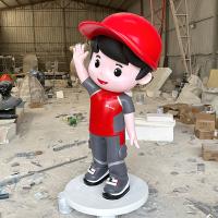 China Custom FRP JD Courier Mascot Statue Commercial Grade Fiberglass For Mall & Storefront Display for sale