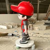 China Fiberglass Cartoon Logistics Boy FRP Statues Courier Character Sculpture Commercial Lobby Display for sale