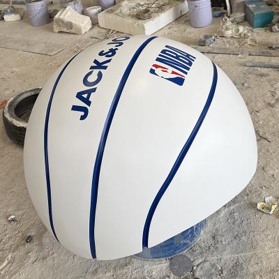 China Anti UV FRP Basketball Sculpture Custom Fiberglass Ball Statue Outdoor Commercial Decor for sale