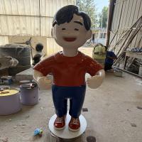 China Custom FRP Cartoon Boy Statue Fiberglass Mascot Figure Outdoor Landscape Decor Sculpture for sale