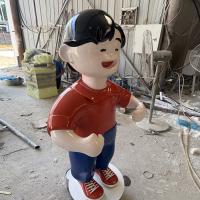 China Custom FRP Cartoon Boy Statue Fiberglass Mascot Figure Outdoor Landscape Decor Sculpture for sale