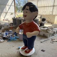 China Custom FRP Cartoon Boy Statue Fiberglass Mascot Figure Outdoor Landscape Decor Sculpture for sale