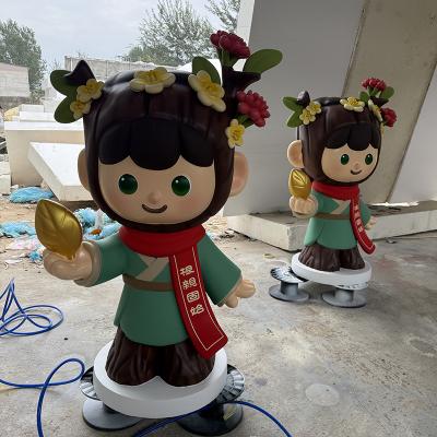 China Fiberglass Mascot Statue FRP Cartoon Doll Sculpture Outdoor Theme Landscape Ornament for sale