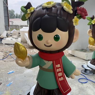 China FRP Cartoon Character Sculpture Fiberglass Traditional Style Doll Statue Park Display Decor for sale