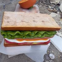 China FRP Simulated Sandwich Sculpture Fiberglass Giant Food Landscape Prop for sale