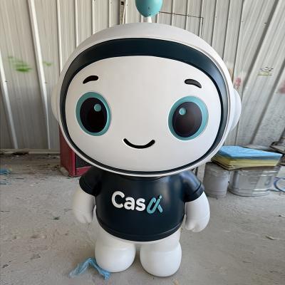 China FRP Cartoon Robot Mascot Sculpture Fiberglass Brand IP Statue Corporate Lobby Decor for sale