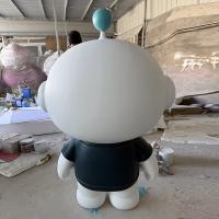China FRP Cartoon Robot Mascot Sculpture Fiberglass Brand IP Statue Corporate Lobby Decor for sale