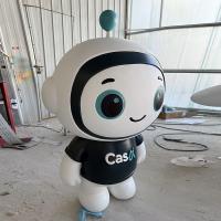China FRP Cartoon Robot Mascot Sculpture Fiberglass Brand IP Statue Corporate Lobby Decor for sale