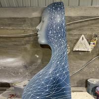 China Modern Abstract Figure Sculpture Fiberglass Art FRP Statues Lobby Gallery Decor for sale