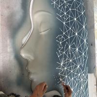 China Modern Abstract Figure Sculpture Fiberglass Art FRP Statues Lobby Gallery Decor for sale